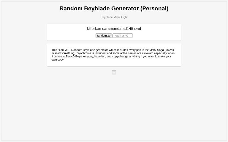 Random Beyblade Generator (Personal)