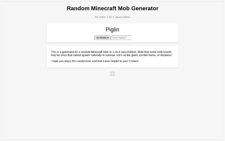 Random Minecraft Mob Generator