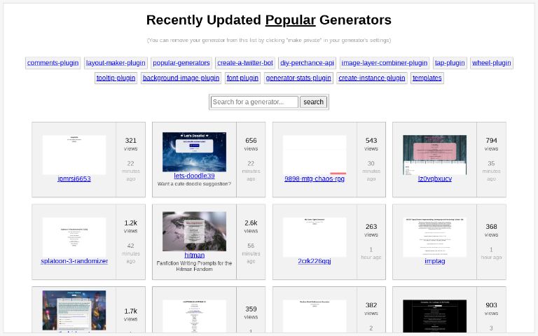 Recently Updated Popular Generators