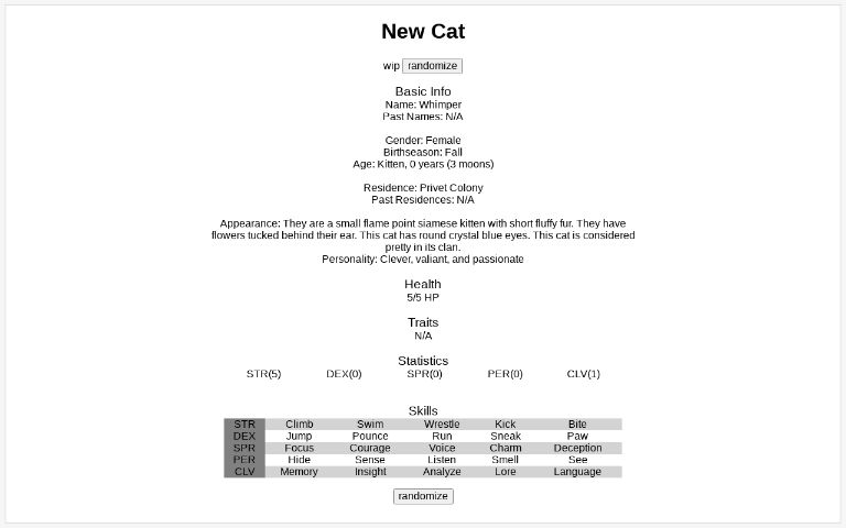 New Cat ― Perchance Generator