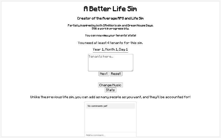 A Better Life Simulator ― Perchance Generator