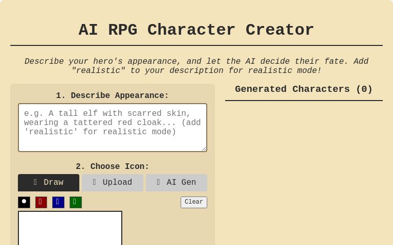 AI RPG Character Creator ― Perchance Generator