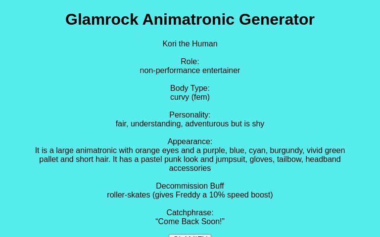 Glamrock Animatronic Generator