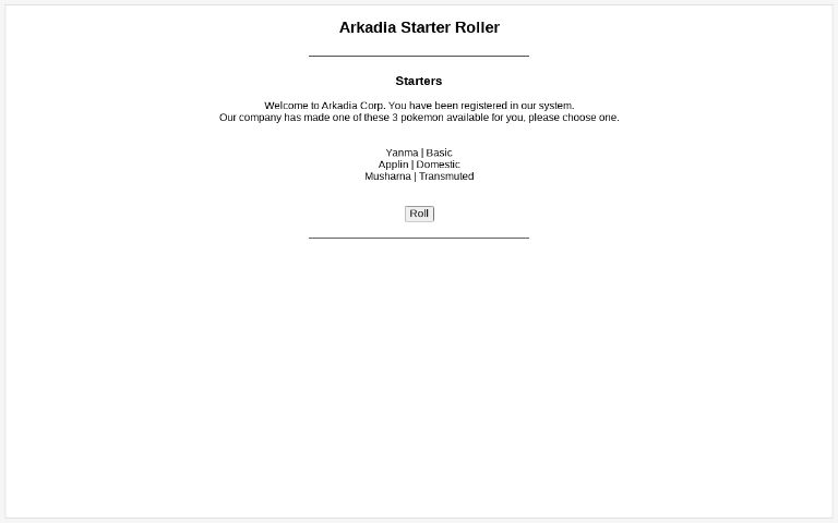 Arkadia Starter Roller ― Perchance Generator
