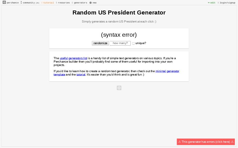 Random US President Generator