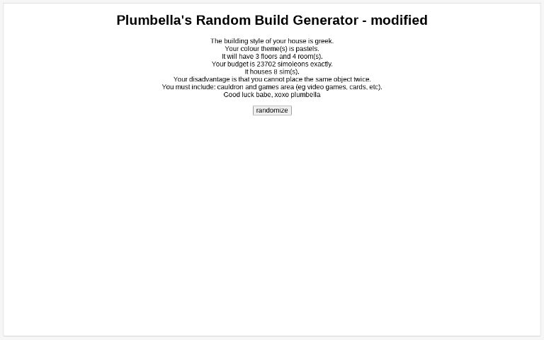 Plumbella's Random Build Generator - modified