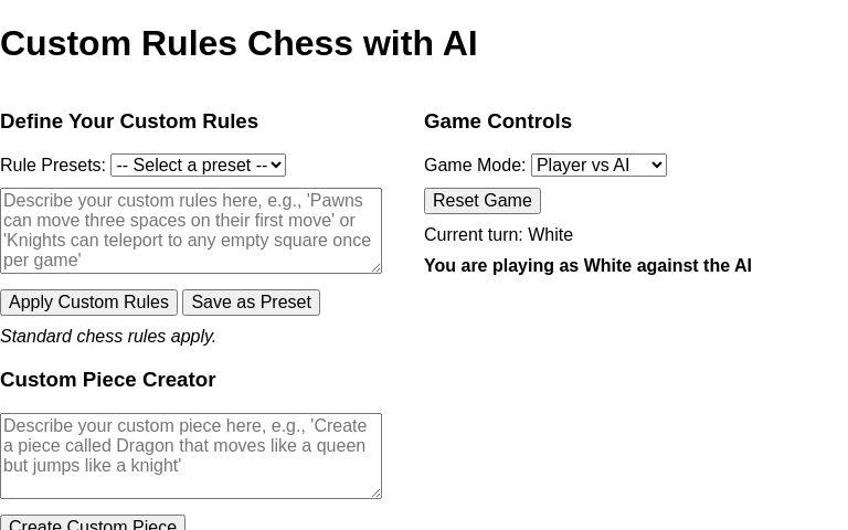 Custom Rules Chess with AI ― Perchance Generator