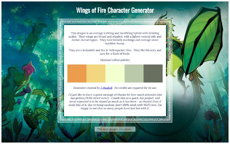 Wings of Fire Character Generator