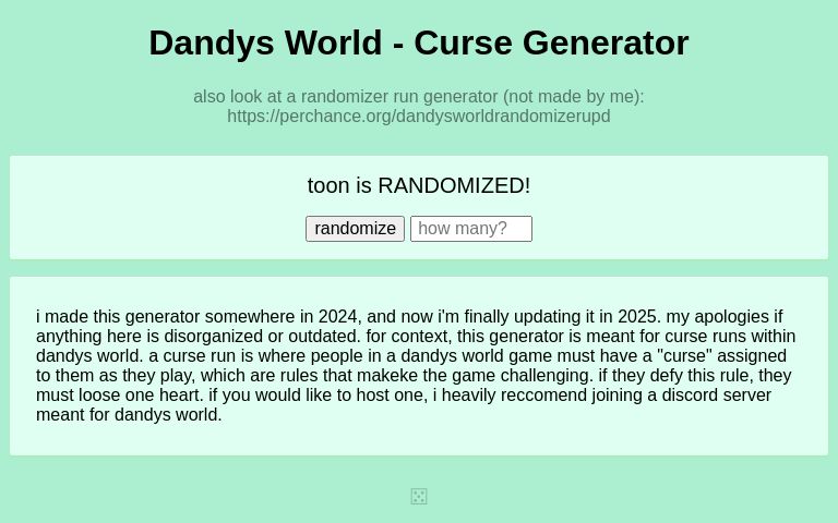 Dandys World - Curse Generator