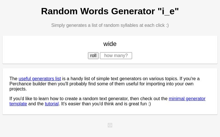 Random Words Generator "i_e"