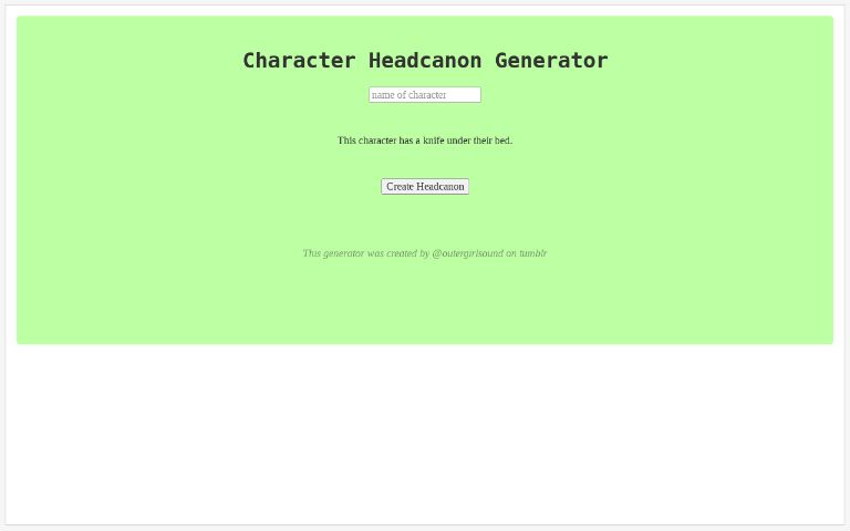 Character Headcanon Generator