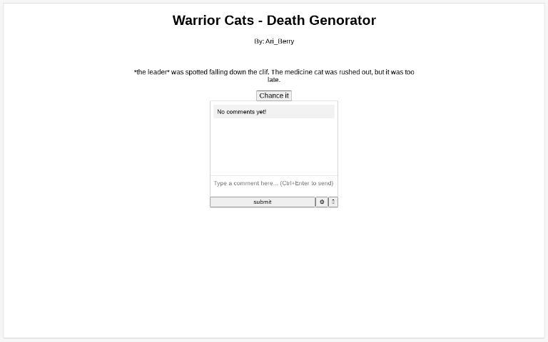 Warrior Cats - Death Genorator ― Perchance Generator