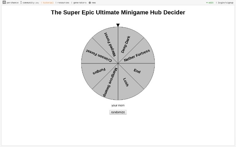 The Super Epic Ultimate Minigame Hub Decider ― Perchance Generator