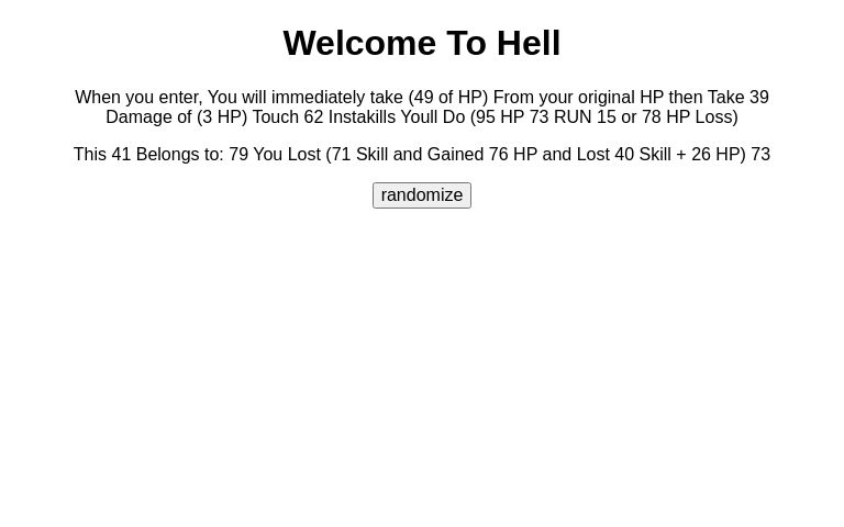 Welcome To Hell ― Perchance Generator
