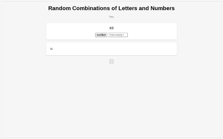 Random Combinations of Letters and Numbers ― Perchance Generator