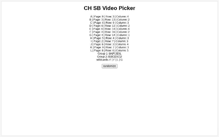 CH SB Video Picker ― Perchance Generator