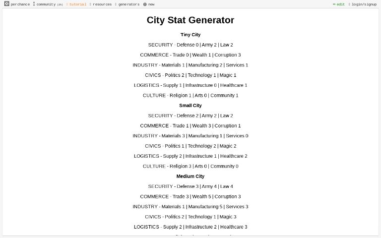 City Stat Generator