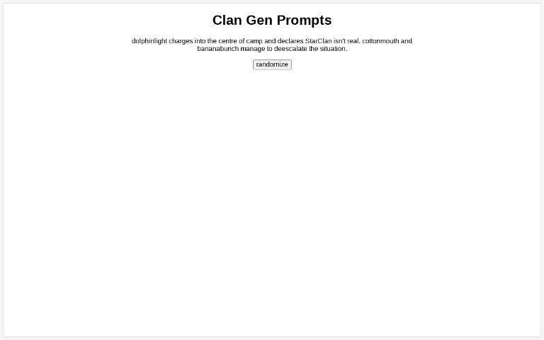 Clan Gen Prompts ― Perchance Generator