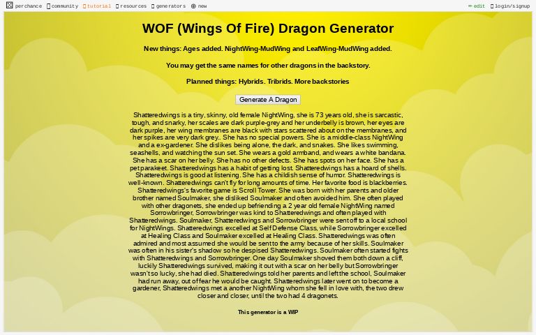 WOF (Wings Of Fire) Dragon Generator