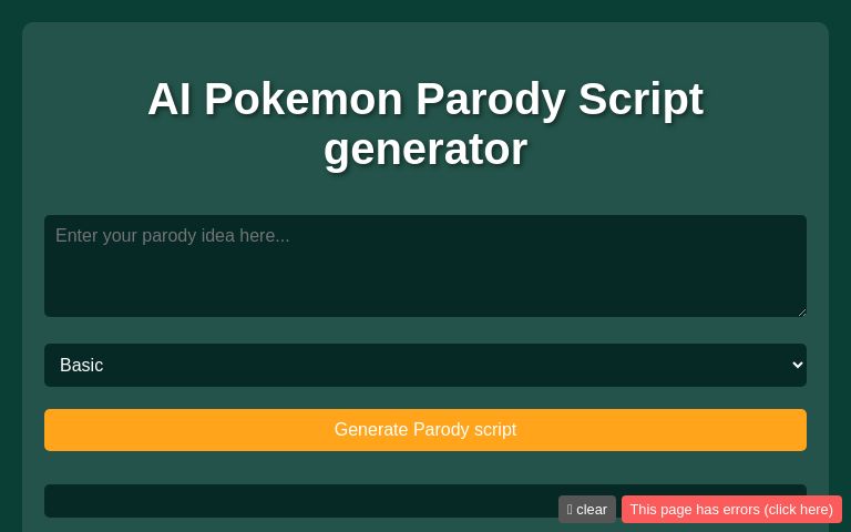 AI Pokemon Parody Script generator