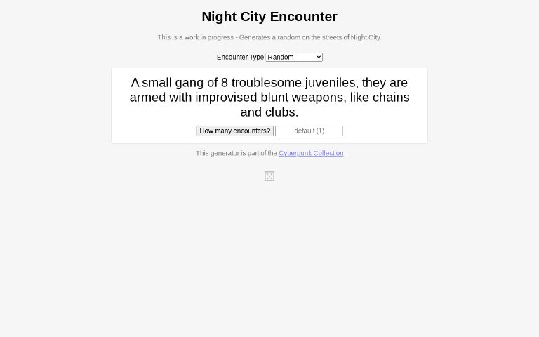 Night City Encounter ― Perchance Generator