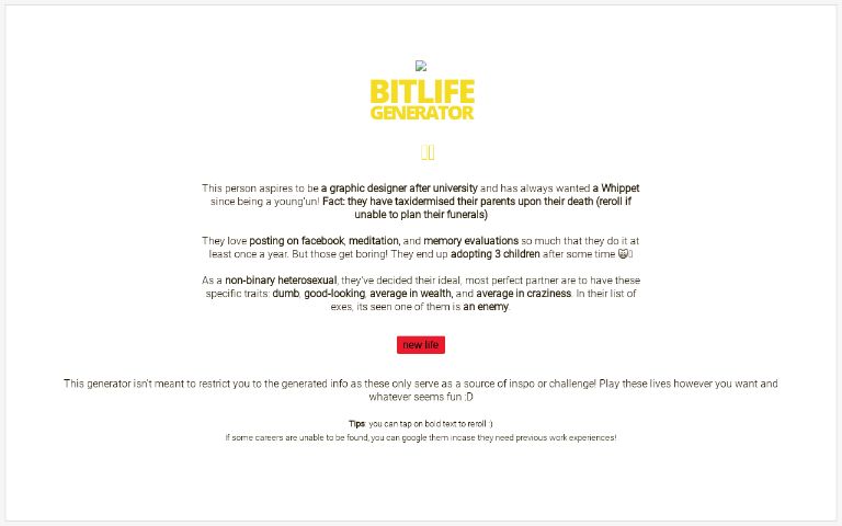 Bitlife ― Perchance Generator