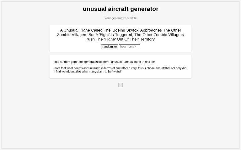 unusual aircraft generator