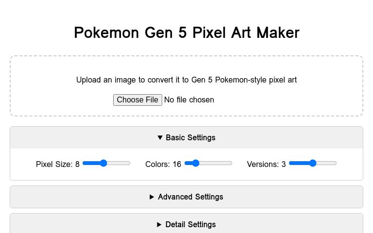 Pokemon Gen 5 Pixel Art Maker