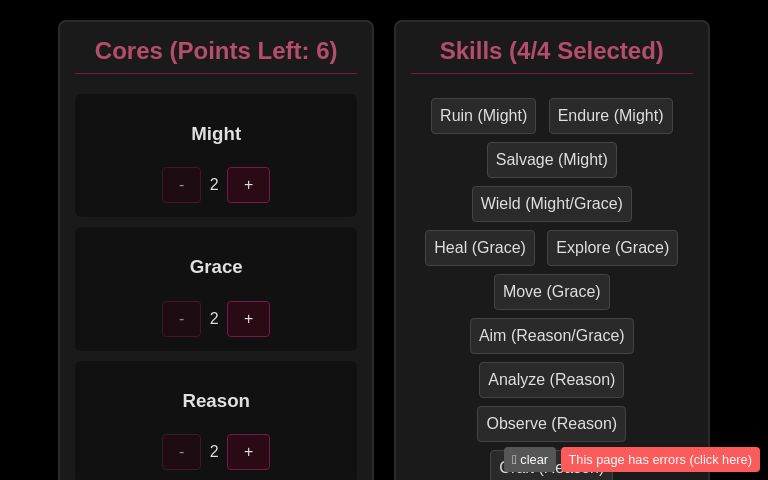 Cores (Points Left: 6) ― Perchance Generator