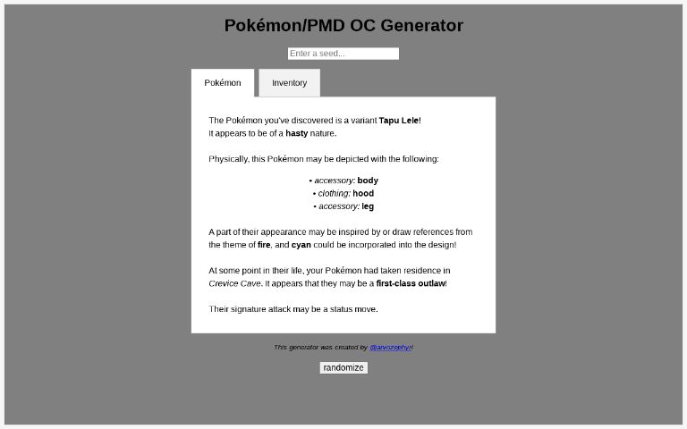Pokémon/PMD OC Generator