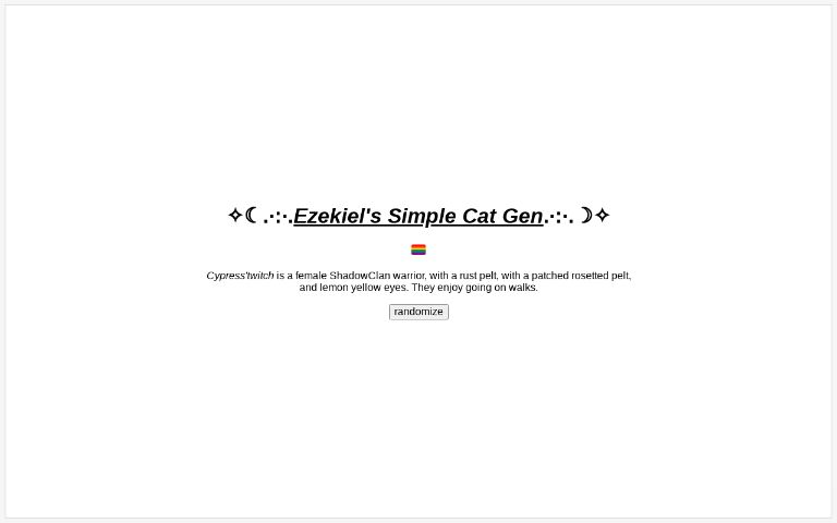 Ezekiel's Simple Cat Gen.·:·.☽