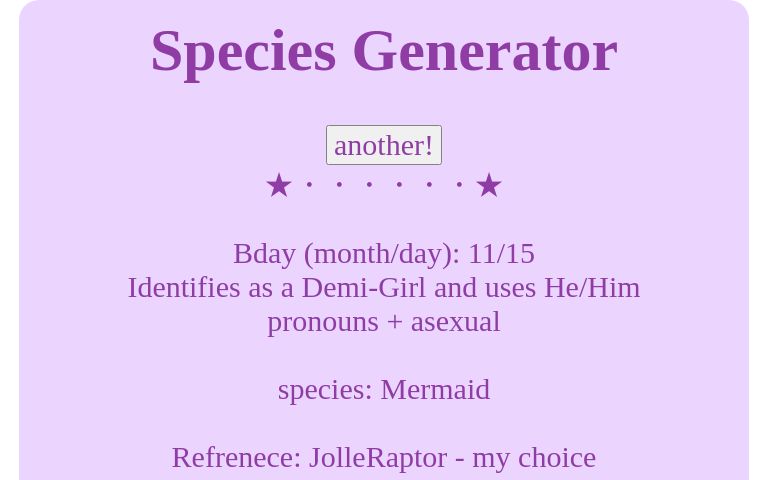 Species Generator