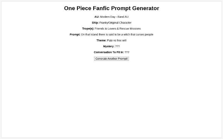 One Piece Fanfic Prompt Generator