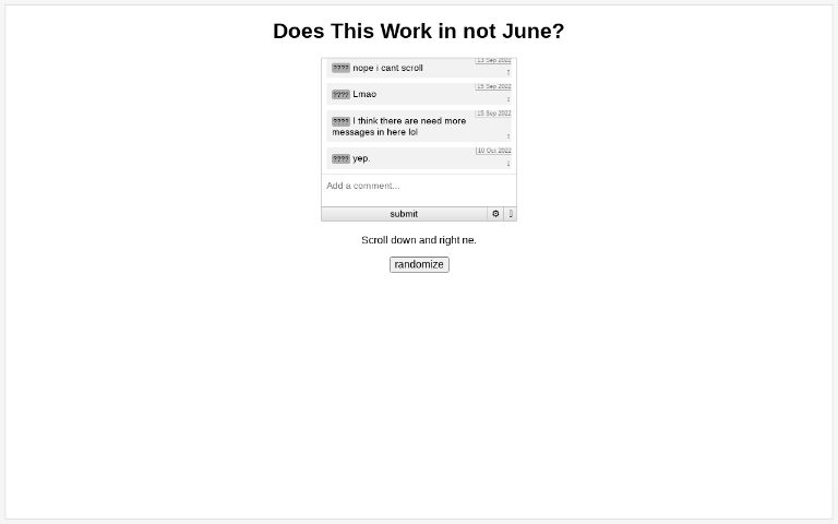 Does This Work in not June? ― Perchance Generator