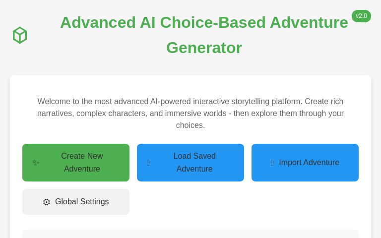 Advanced AI Choice-Based Adventure Generator