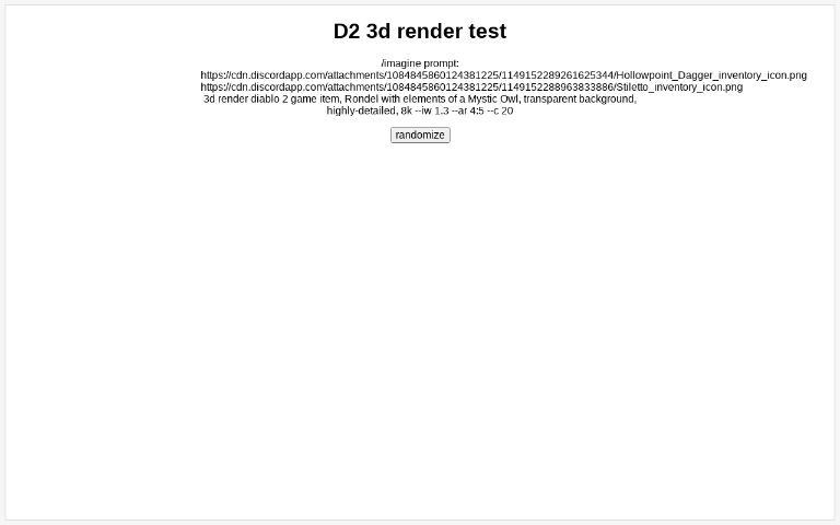 D2 3d render test ― Perchance Generator