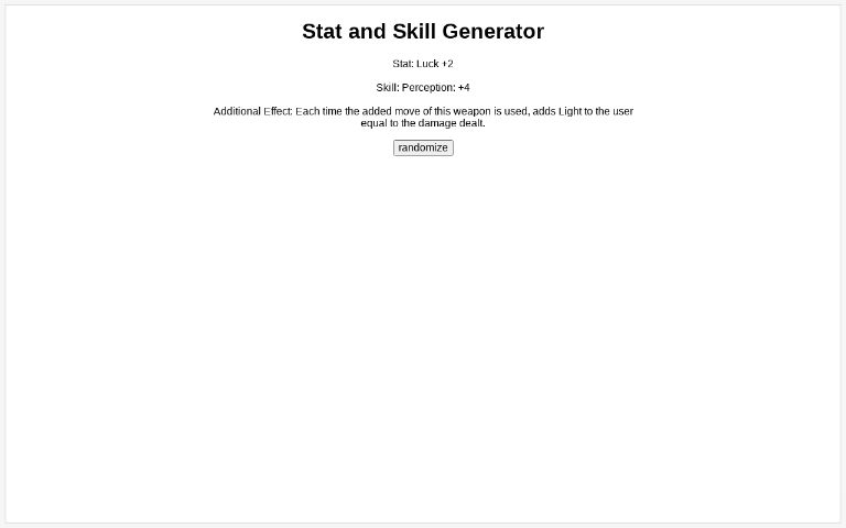 Stat and Skill Generator