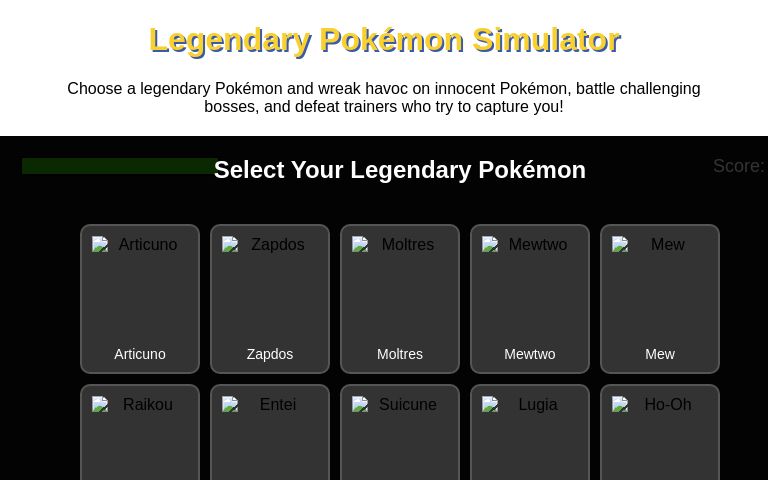 Legendary Pokémon Simulator ― Perchance Generator