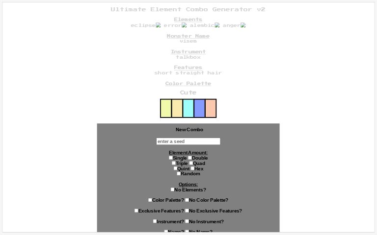 Element Combo Generator V2