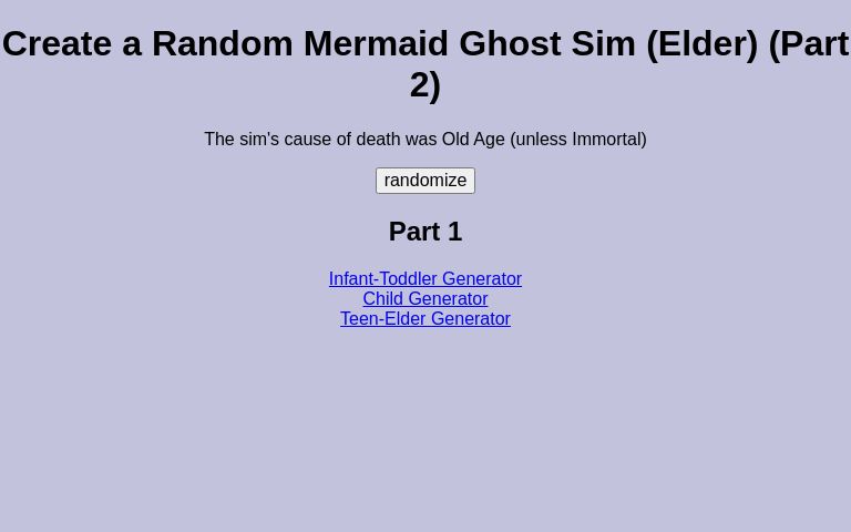 Create a Random Mermaid Ghost Sim (Elder) (Part 2) ― Perchance Generator