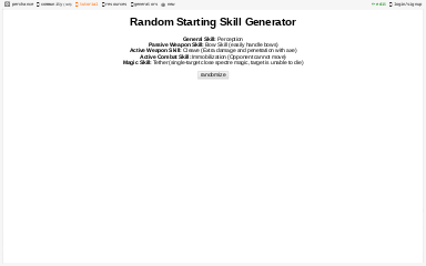 Random Starting Skill Generator