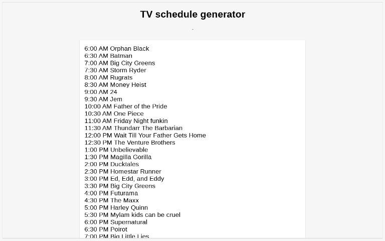 TV schedule generator