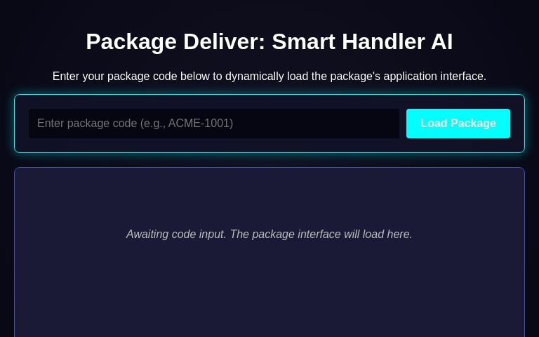 Package Deliver: Smart Handler AI ― Perchance Generator
