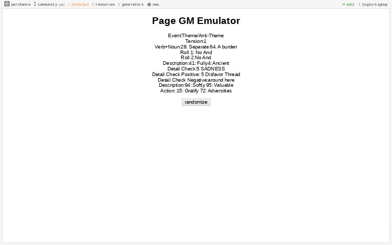 Page GM Emulator ― Perchance Generator