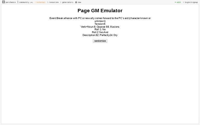 Page GM Emulator ― Perchance Generator
