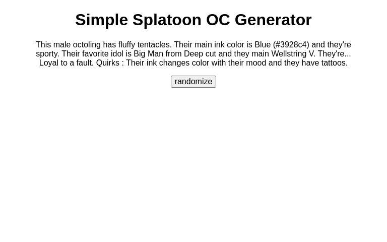 Simple Splatoon OC Generator
