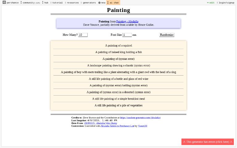 Painting ― Perchance Generator