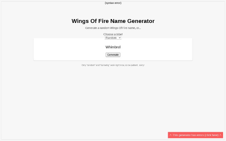 Wings Of Fire Name Generator