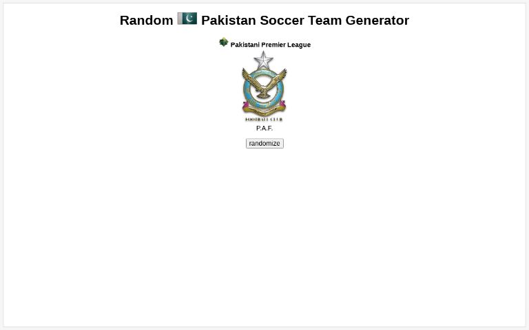 Random Pakistan Soccer Team Generator