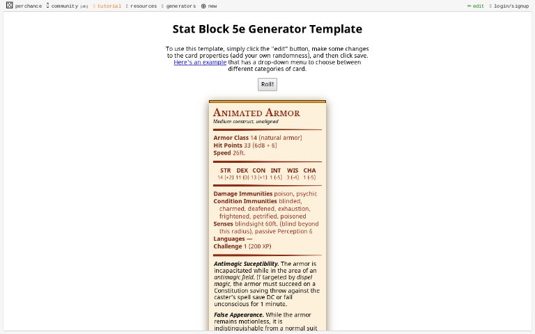 Stat Block 5e Generator Template